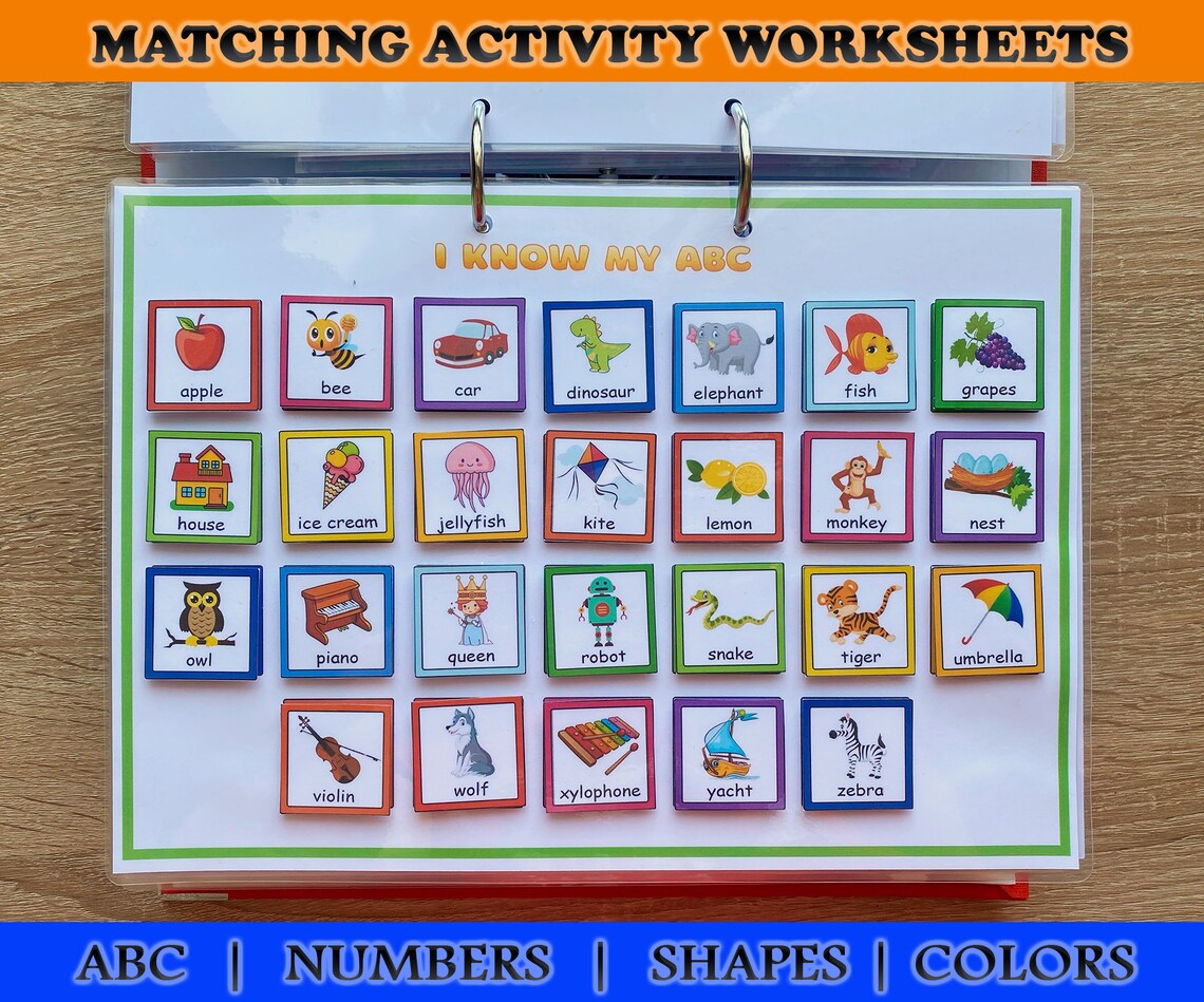 Busy Book Printable Worksheets Set, Matching Activities, Toddler ...