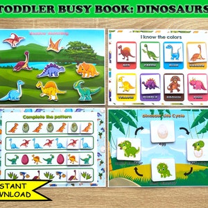 Dinosaur Toddler Printable Busy Book, Dino Learning Binder Worksheets ...
