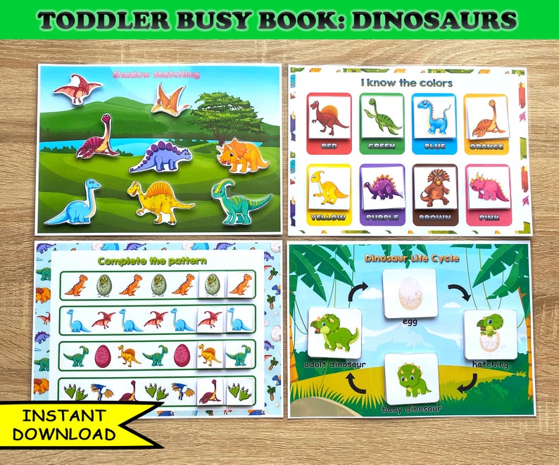 Dinosaur Toddler Printable Busy Book Dino Learning Binder | Etsy