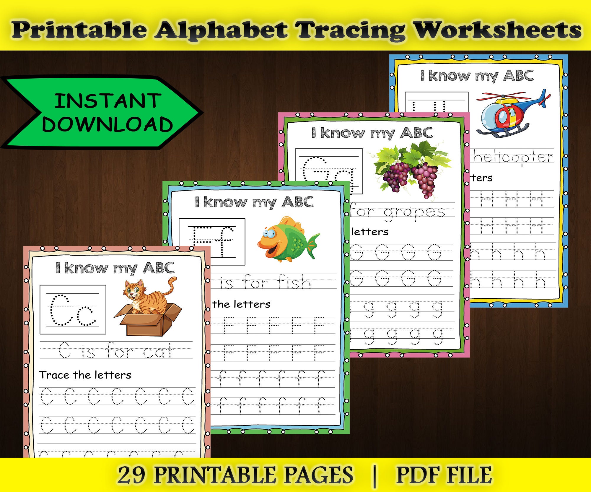PRINTABLE Alphabet Letters Tracing Worksheets, ABC Tracing, Workbook ...