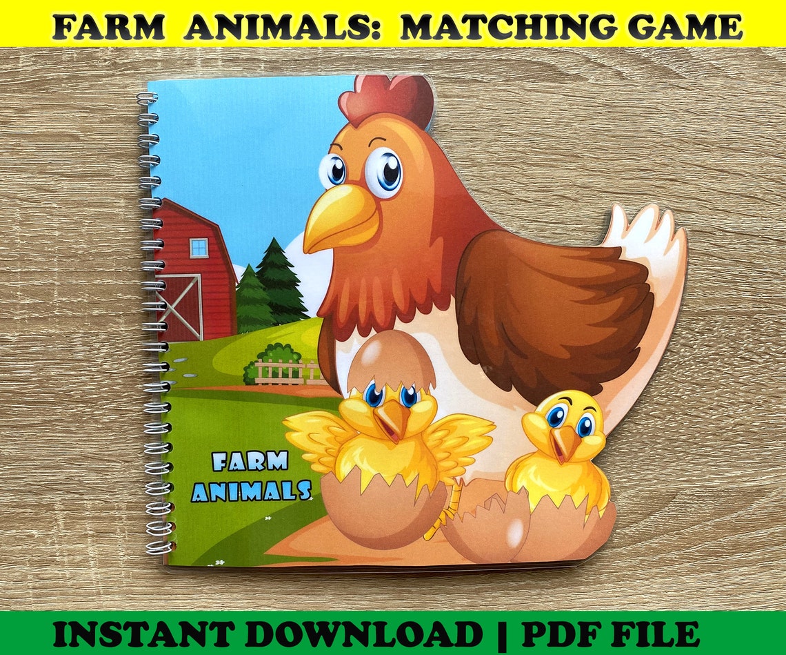 Farm Animal Busy Book Printable, Farm Animals, Matching Game, Toddler ...