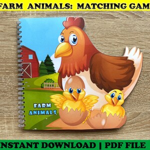Farm Animal Busy Book Printable, Farm Animals, Matching Game, Toddler ...