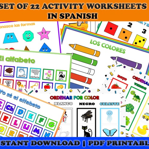 Spanish Busy Book Printable Worksheets Set Matching | Etsy