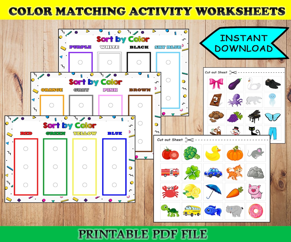 Busy Book Printable Worksheet Preschool Color Matching - Etsy