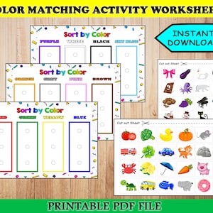 Color Matching Game, Busy Book Printable, Educational Activity ...