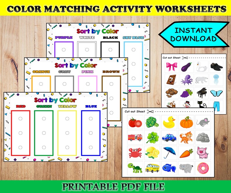 Busy Book Printable Worksheet, Preschool Color Matching Activities ...