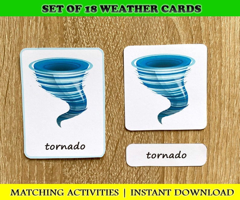 Weather Flashcards, Homeschool Montessori Materials, Toddler Flash ...