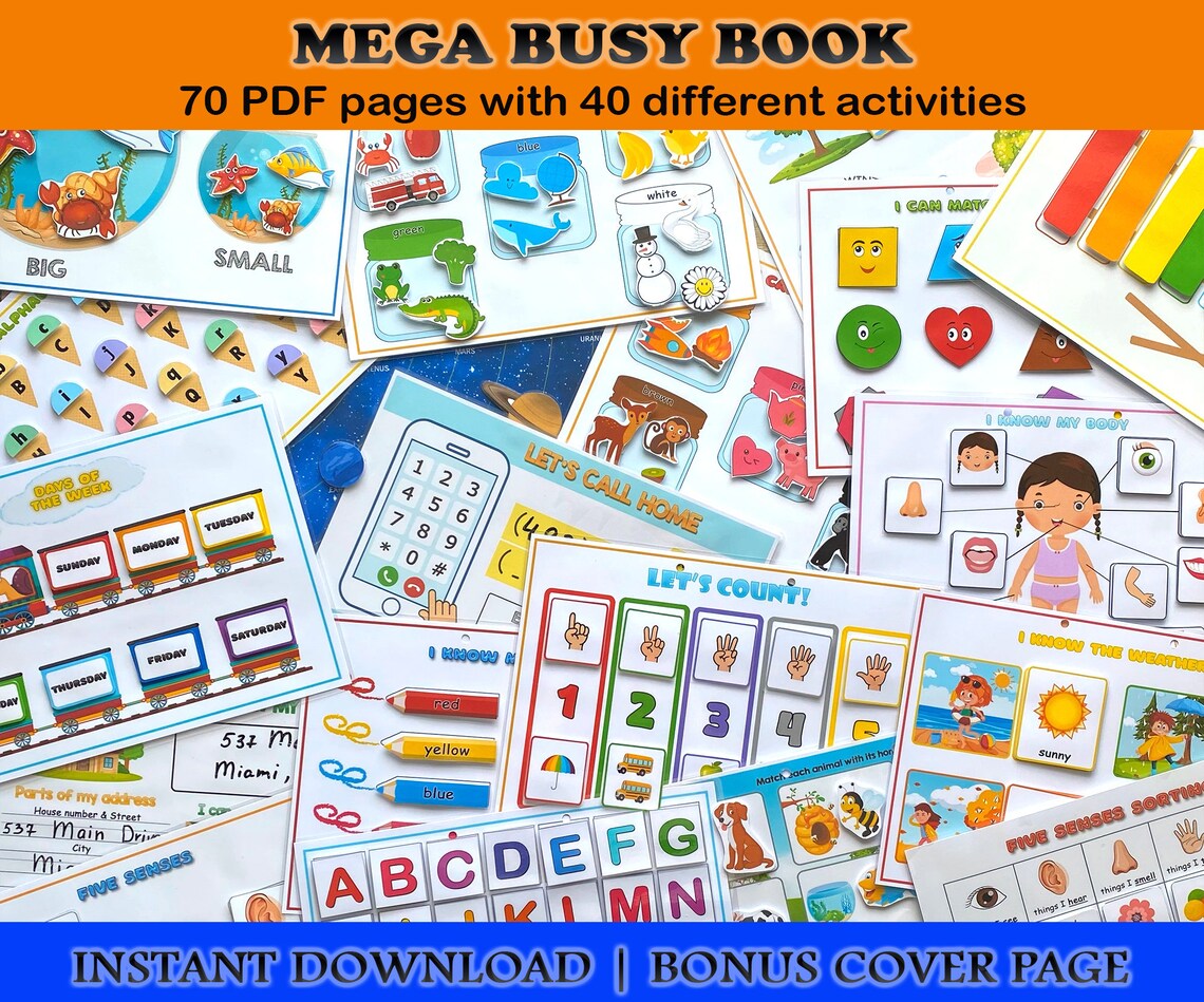 MEGA Busy Book Printable Preschool Activity Homeschool - Etsy