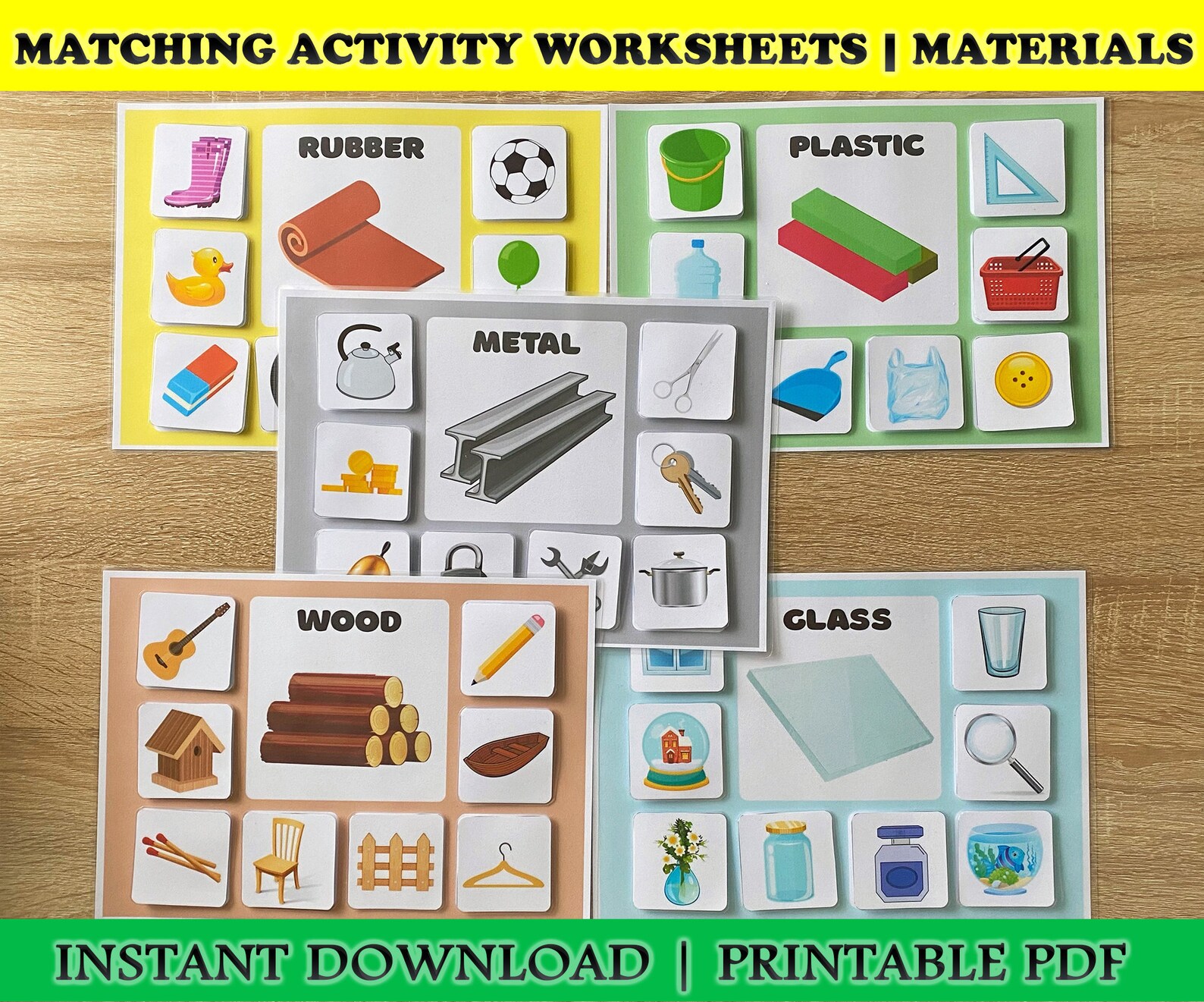 Material Sorting Activity Preschool Homeschool Printable - Etsy