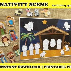 Nativity Scene Printable Matching Activity, Christmas Matching Game ...