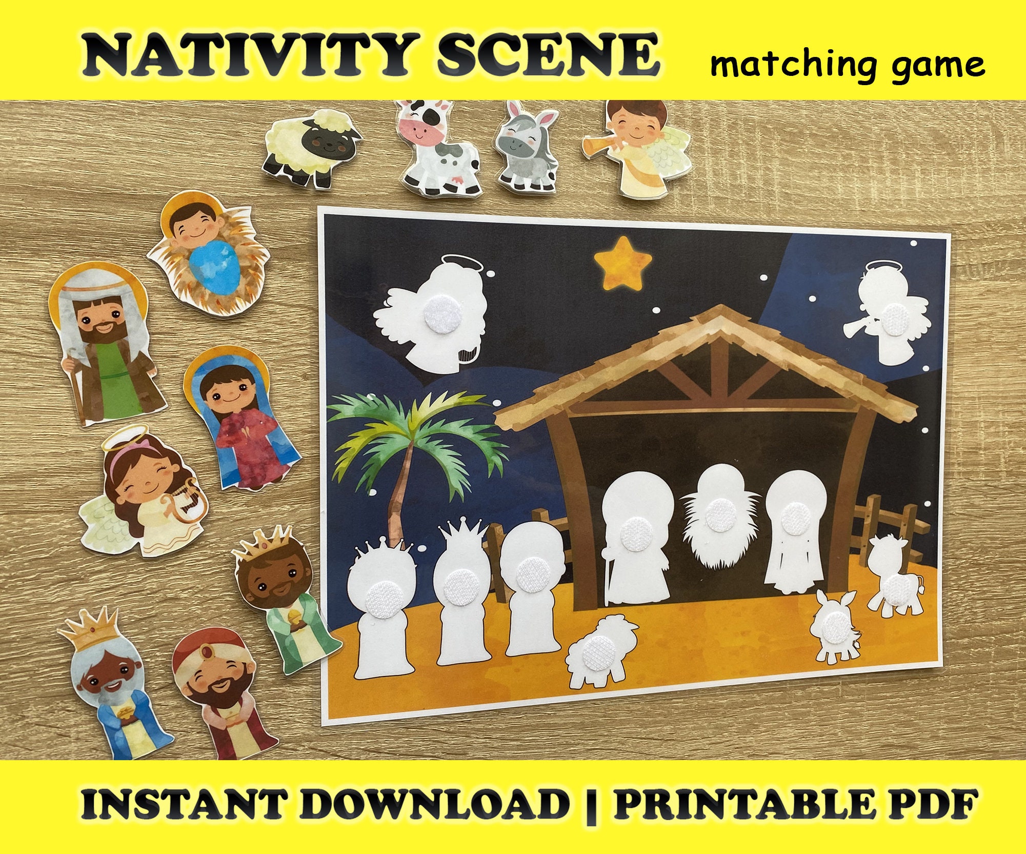 Nativity Scene Printable Matching Activity, Christmas Matching Game ...