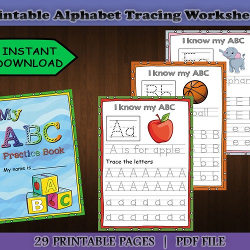 PRINTABLE Alphabet Letters Tracing Worksheets ABC Tracing - Etsy