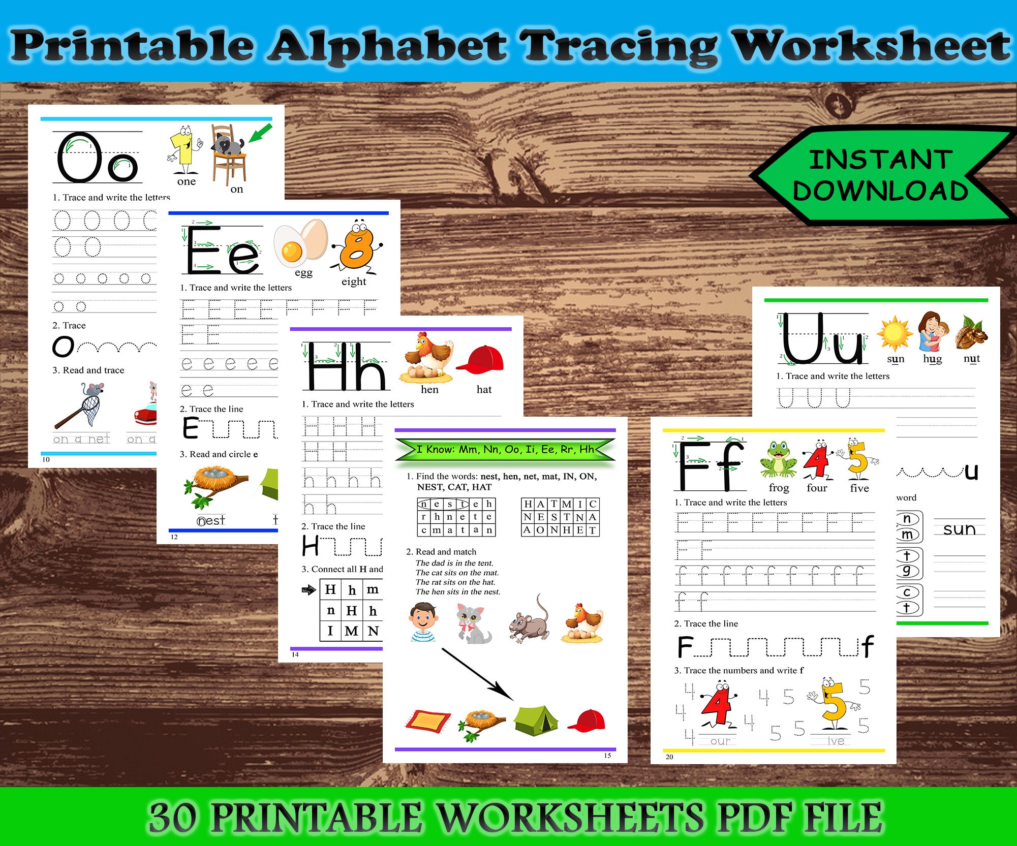 PRINTABLE Alphabet Letters Tracing Worksheets, ABC Tracing, Workbook ...
