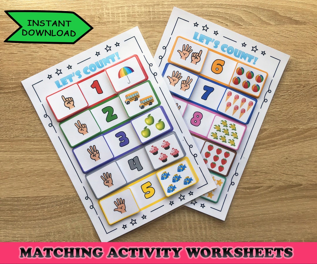 Montessori Math Count and Match Activity Printable Preschool Worksheets ...