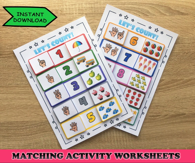 Busy Book Printable Worksheet, Matching Activities, Toddler Learning ...