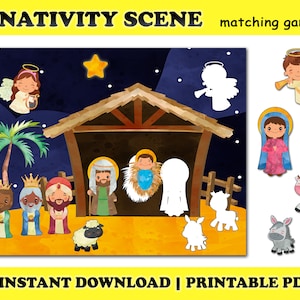 Nativity Scene Printable Matching Activity, Christmas Matching Game ...