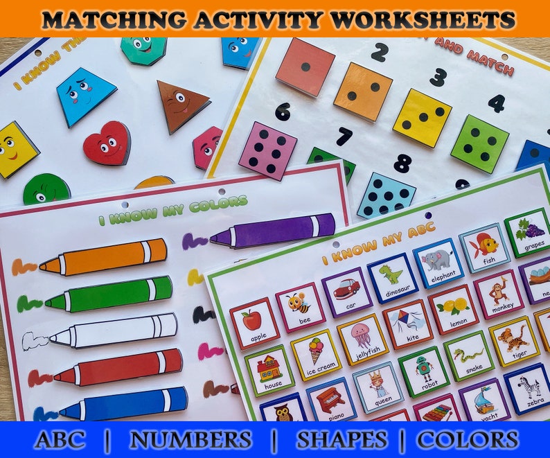 Busy Book Printable Worksheets Set, Matching Activities, Toddler ...