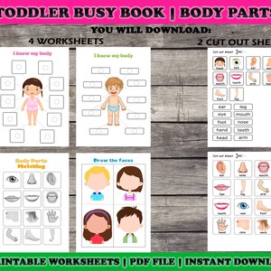 Toddler Busy Book Page, Body Parts Matching, Toddler Learning Binder ...
