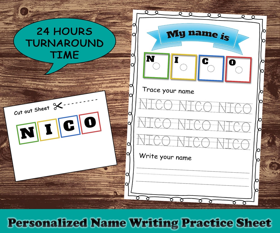Personalized Writing Practice Worksheet Printable Name Tracing Hand ...