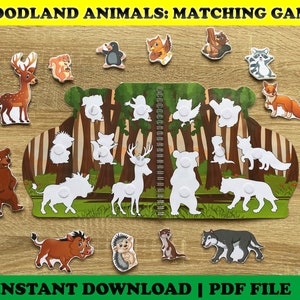 Woodland Animal Busy Book Printable, Forest Animals, Matching Game ...