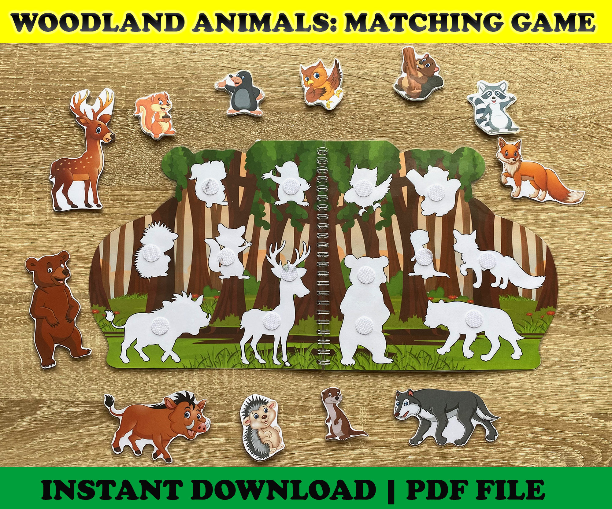 Woodland Animal Busy Book Printable, Forest Animals, Matching Game ...