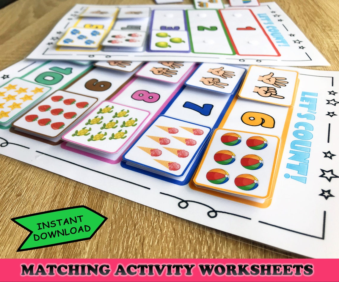 Busy Book Printable Worksheet, Matching Activities, Toddler Learning ...