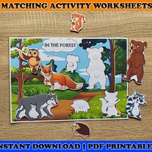 Animal Busy Book Printable Worksheets Set, Matching Activities, Toddler ...