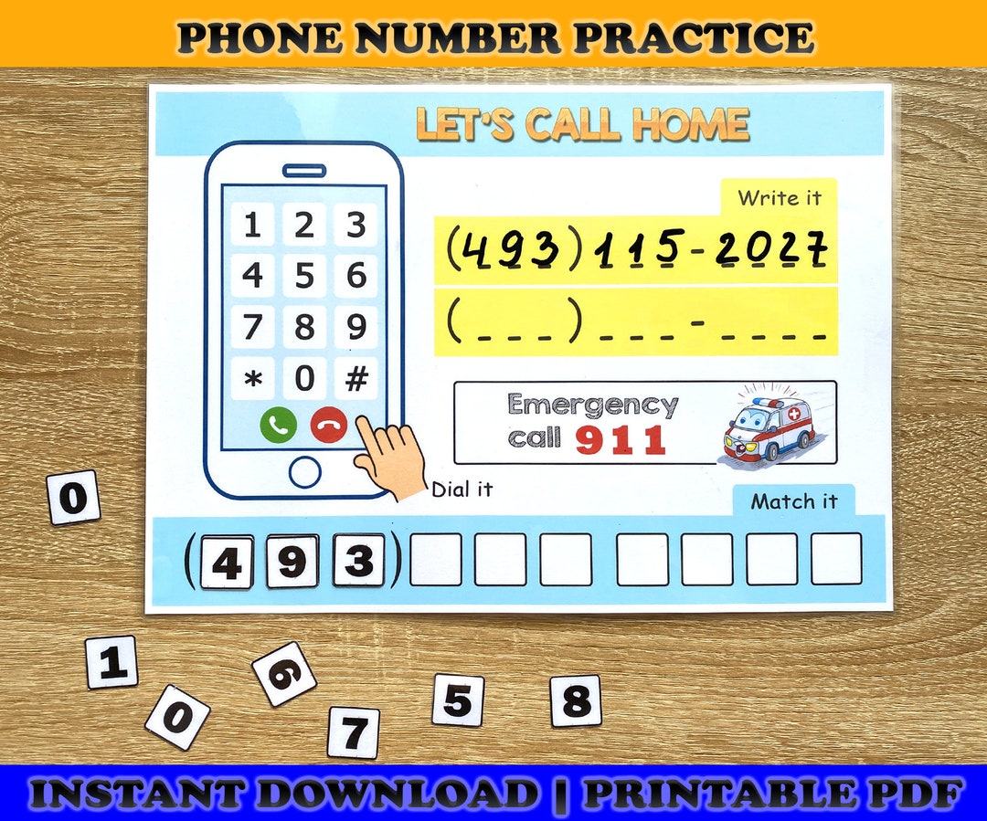 Phone Number Kids Activity, Phone Number Practice, About Me Learning ...