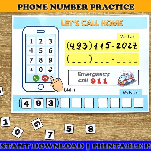 Phone Number Kids Activity Phone Number Practice About Me - Etsy