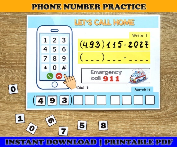 Phone Number Kids Activity Phone Number Practice About Me - Etsy