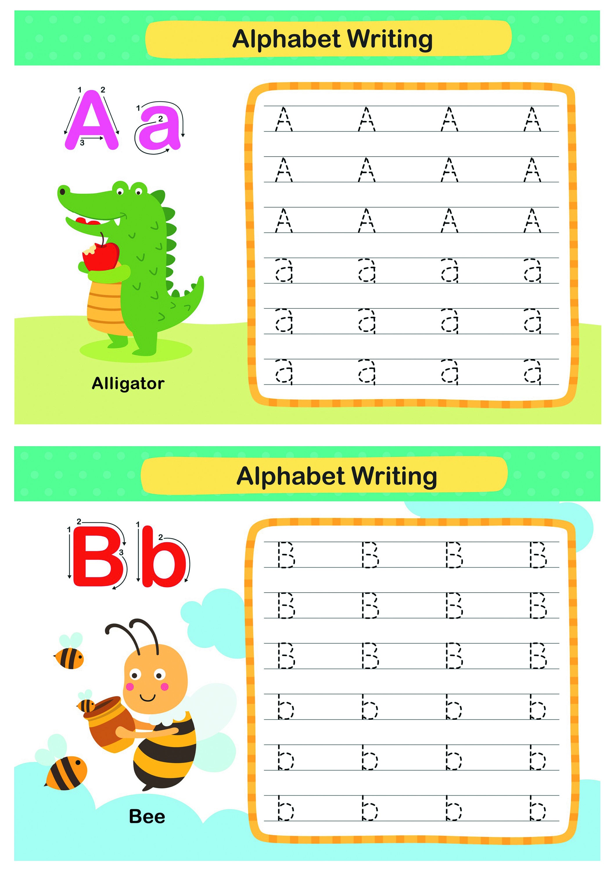 PRINTABLE Alphabet Letters Tracing Worksheets, ABC Tracing, Workbook ...