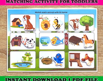 Busy Book Printable Worksheet Matching Activities Toddler | Etsy