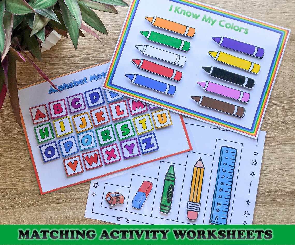 Busy Book Printable Worksheets Set Matching Activities | Etsy