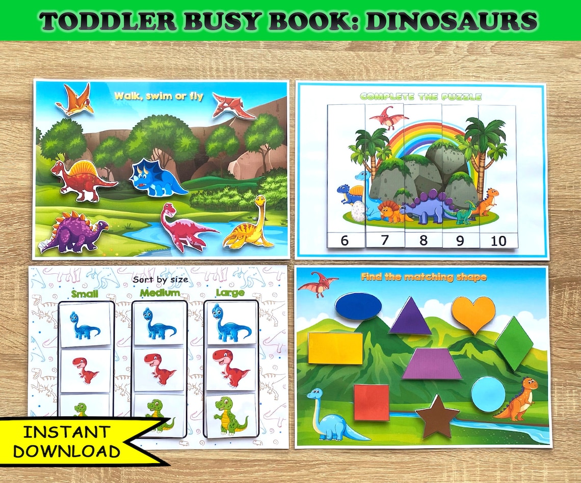 Dinosaur Toddler Printable Busy Book Dino Learning Binder | Etsy