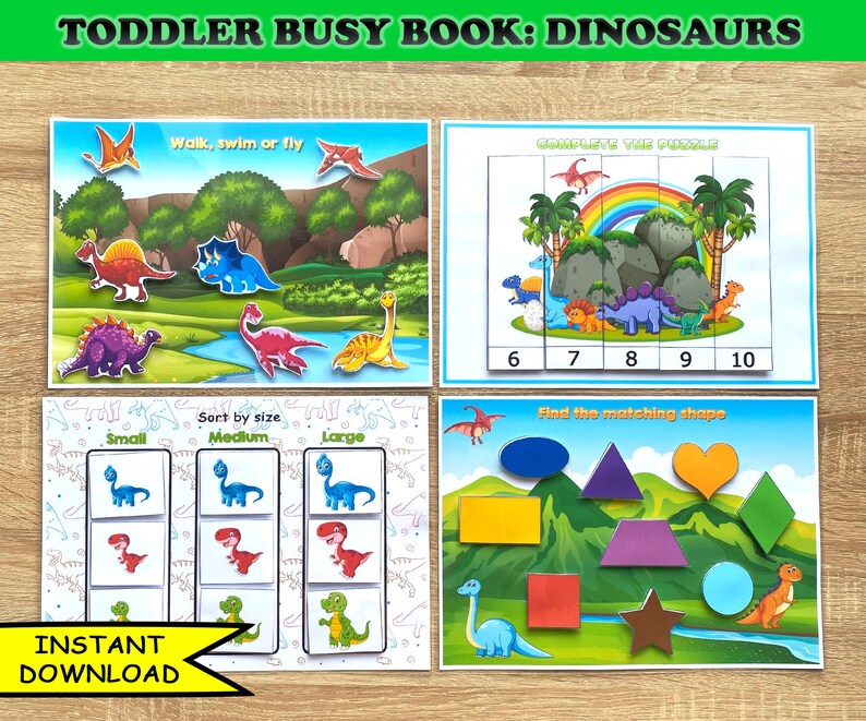 Dinosaur Toddler Printable Busy Book Dino Learning Binder | Etsy