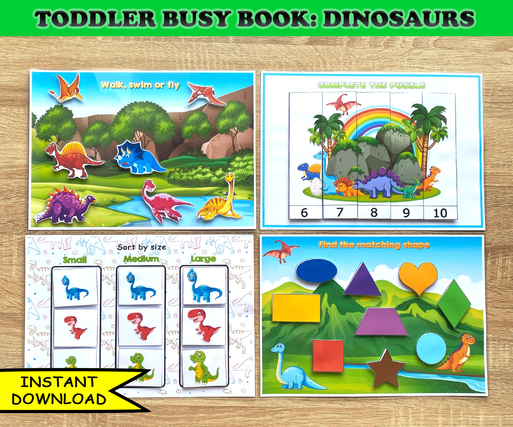 Dinosaur Toddler Printable Busy Book Dino Learning Binder | Etsy