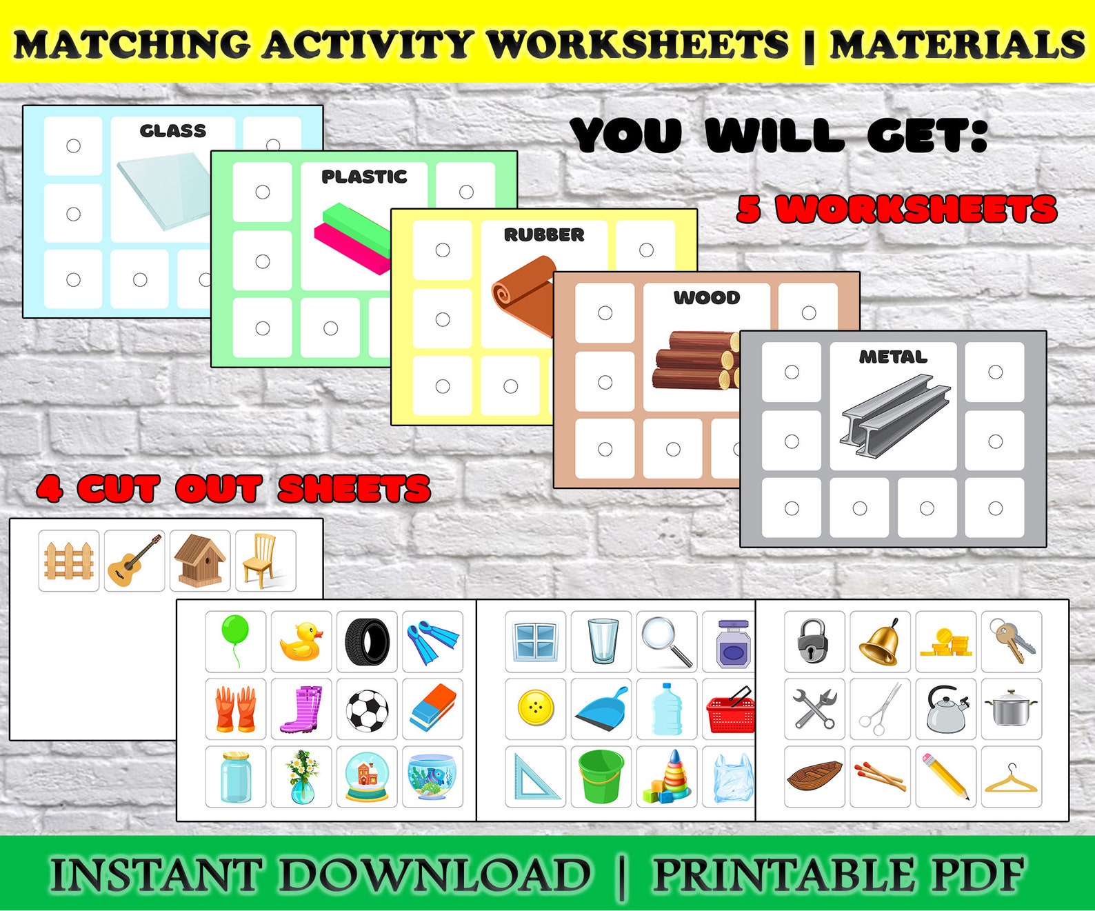 Material Sorting Activity Preschool Homeschool Printable - Etsy
