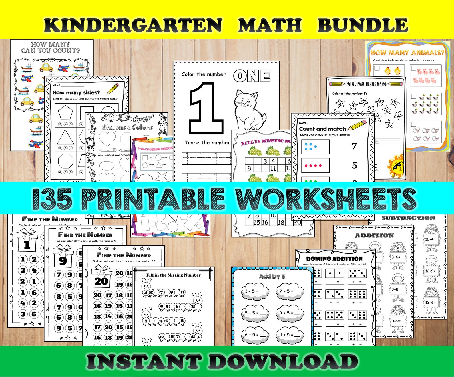 PRINTABLE Kindergarten Worksheet, Math Activity Pages, Addition ...
