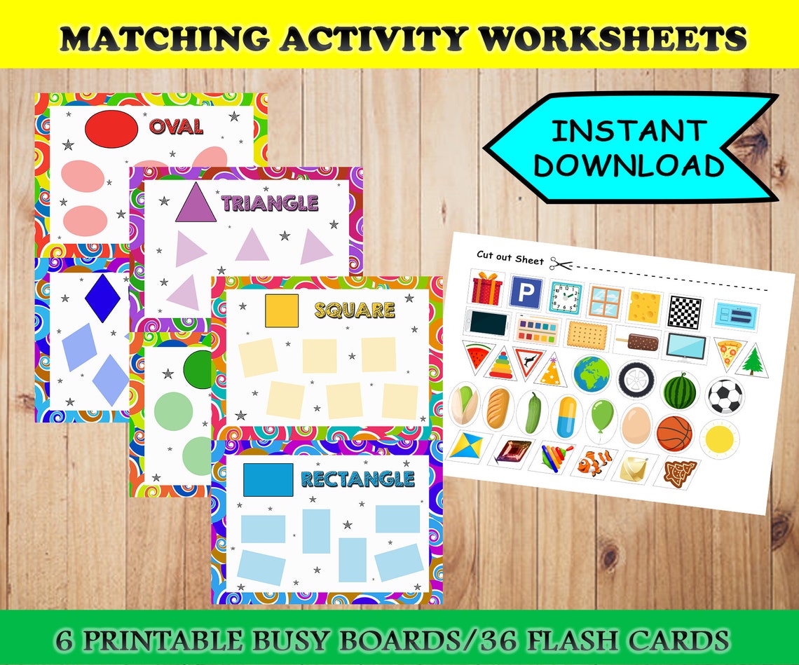 Busy Book Printable Worksheet Preschool Matching Activities - Etsy