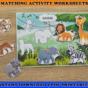 Animal Busy Book Printable Worksheets Set, Matching Activities, Toddler ...