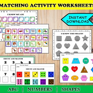 Busy Book Printable Worksheet, Preschool Matching Activities, Toddler ...