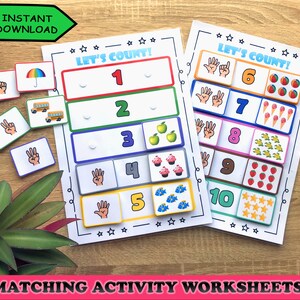 Montessori Math Count and Match Activity Printable Preschool Worksheets ...