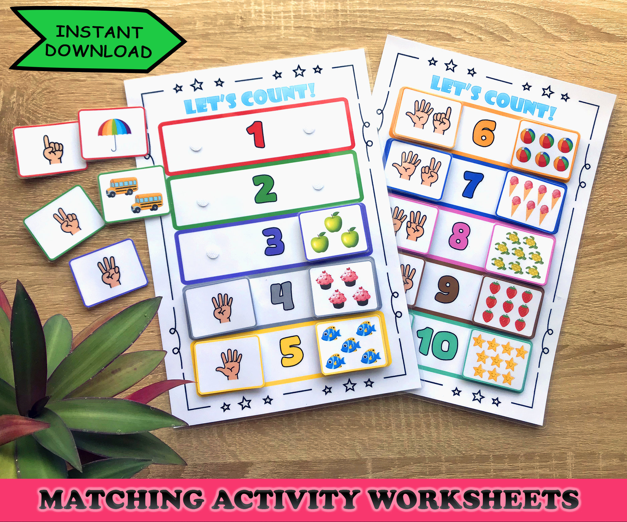 Montessori Math Count and Match Activity Printable Preschool Worksheets ...