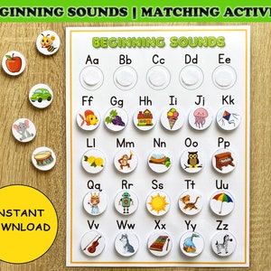 Beginning Sounds, Printable Alphabet Game, ABC Busy Binder, Homeschool ...