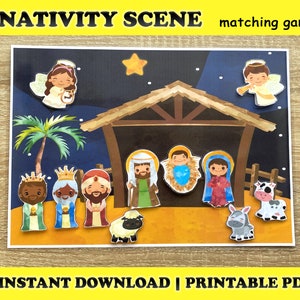 Nativity Scene Printable Matching Activity, Christmas Matching Game ...