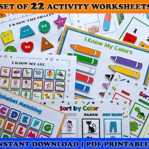 Busy Book Printable Worksheet Matching Activities Toddler - Etsy