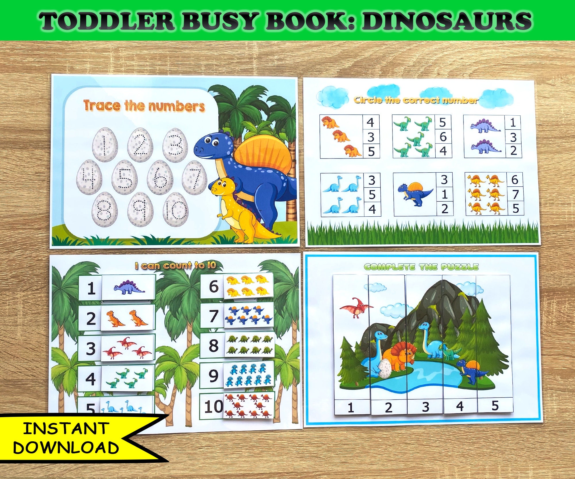 Dinosaur Toddler Printable Busy Book Dino Learning Binder | Etsy