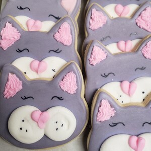 Cat Face Decorated Sugar Cookies - Etsy