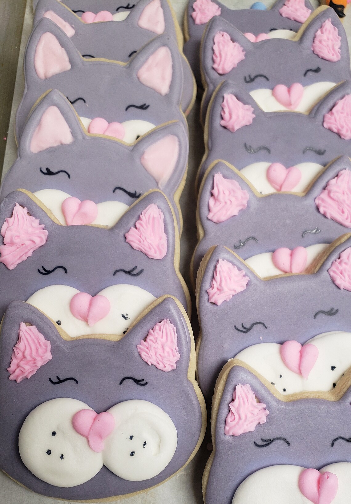 Cat Face Decorated Sugar Cookies - Etsy