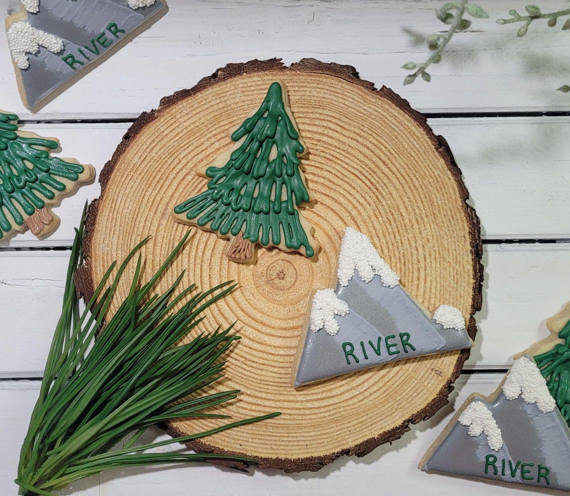 Mountains and Trees Decorated Sugar Cookies - Etsy